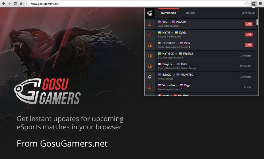 GosuGamers Chrome extension service resumed | GosuGamers
